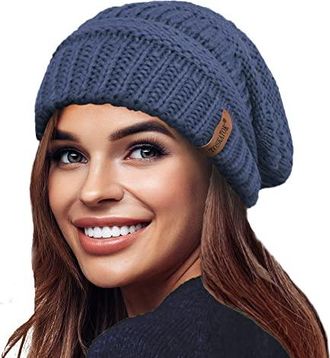 TOSKATOK Bonnet dhiver en Tricot Souple et Chaud pour Femme avec Bonnet de Ski &agrave; Doublure Thermique en Velours Supersoft