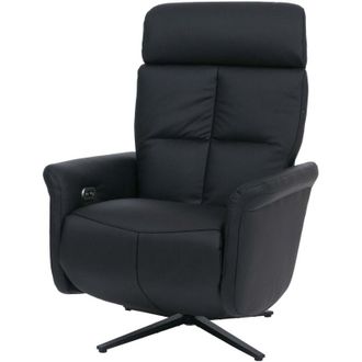 Hhg [NEUWERTIG] Relaxsessel HHG-798, TV-Sessel Liegesessel, Liegefunktion drehbar, elektrisch verstellbar Voll-Leder schwarz