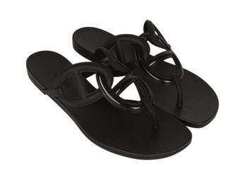 Herm&egrave;s Black Rubber Egerie Sandals Size 37