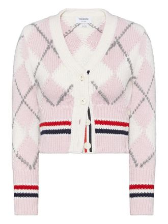 Thom Browne Merinocardigan mit Argyle-Intarsie - Rosa