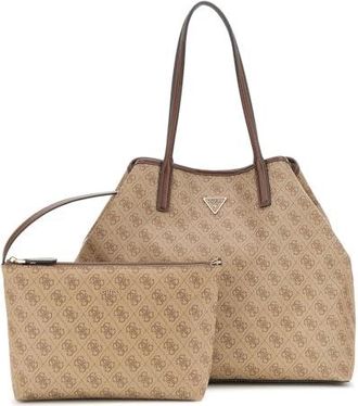 Guess sac &agrave; &eacute;paule sac shopper Eco Victtoria Large 2 In 1 Tote Latte Logo/Brown marron clair