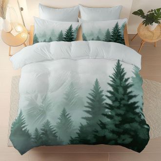 Generic Bettw&auml;sche Set 180 x 200 cm mit 2 Kissenbez&uuml;gen 80x80 cm, Ultraweicher Mikrofaser Abstrakte Pflanze Kiefer mit Rei&szlig;verschluss,f&uuml;r alle Jahreszeiten We