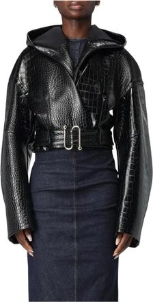 Sportmax Femme, Vestes, Noir, Taille: 38 FR Veste Ceintur&eacute;e Effet Croco