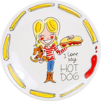 Blond Amsterdam Fr&uuml;hst&uuml;cksteller Hot Dog &Oslash;22 cm - F&uuml;r Hundefans & Snackliebhaber - Handbemalt - Teil der Snack-Kollektion