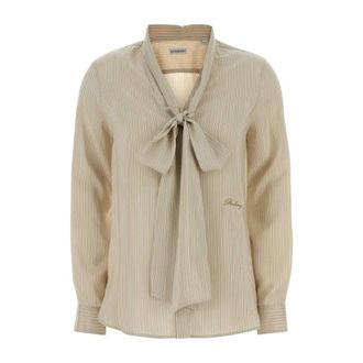 Burberry Bestickte Seidenbluse - - Blouses & Shirts - Damen - Beige - M