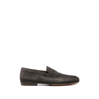 Santoni Homme, Chaussures, Gris, Taille: 43 1/2 EU Suede Penny Loafer