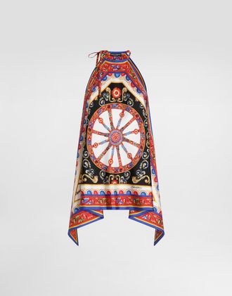 Dolce & Gabbana Top Aus Twill Mit Carretto-print - Frau Blusen Und Tops Mehrfarbig 52