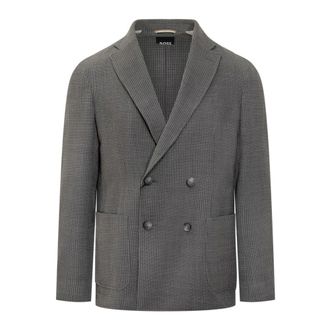 HUGO BOSS Zweireihiger Karoblazer - - Jackets - Herren - Grau - XL