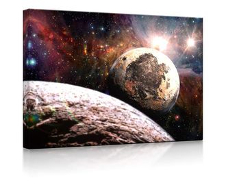 Lightbox Multicolor | Bilder beleuchtet | Alien Planeten im Weltall | 100x70 cm | Front Lighted