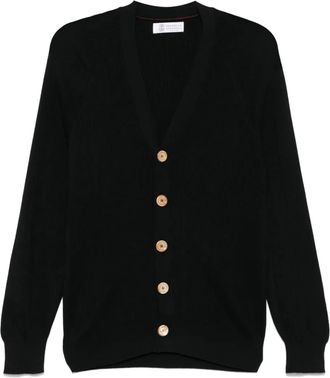 Brunello Cucinelli cardigan nervur&eacute; - Noir