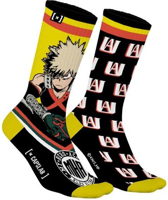 Capslab My Hero Academia Socken Bakugo - Offiziell lizenzierte Anime-Socken f&uuml;r Herren und Damen - Bequeme Baumwollsocken im Bakugo & UA-Logo Design - 43-46