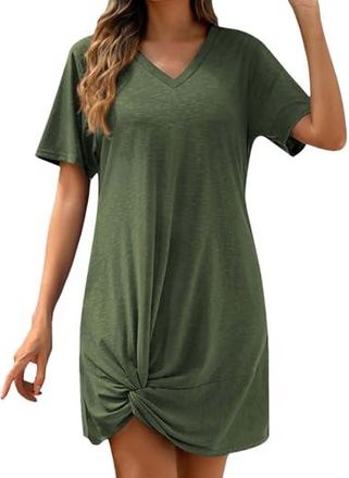 Generic Cache-maillot de bain &agrave; manches courtes pour femme - Cache-maillot de bain d&eacute;contract&eacute; - Robe d&eacute;t&eacute; boh&egrave;me - Robe ample pour vacances de plage - Essent