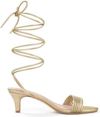 Allegra K Sandales &agrave; talon chaton &agrave; lacets et lani&egrave;res pour femmes Or 36