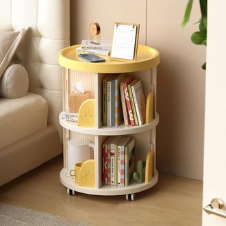 Generic Bücherregale, drehbares Bücherregal, drehbares Bücherregal, 360° drehbares Bücherregal mit Rollen, Eck-Bücherregal für Kinder, kleine Räume, Schlafzim