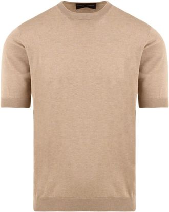 FILIPPO DE LAURENTIIS Homme, Pulls, Rose, Taille: M Pull ras du cou en soie &agrave; manches courtes