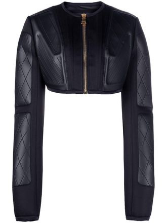 Balmain veste crop en cuir artificiel - Noir