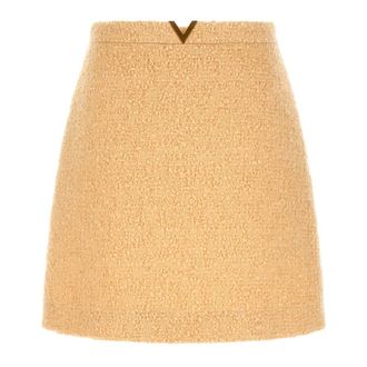 Valentino Garavani Femme, Jupes, Beige, Taille: 38 FR Mini-jupe en tweed de laine boucl&eacute;e