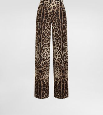 Dolce & Gabbana Hose Aus Brokat Mit Leo-print - Frau Hosen Und Shorts Animalprint 48