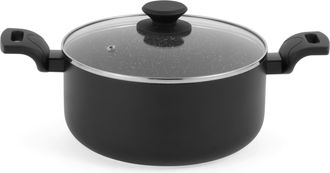 PROGRESS Progress Topf 24 cm, Kochtopf mit Deckel, mit Antihaftbeschichtung aus Metallmarmor-Keramik, leichtes Aluminiumpressprofil - F&uuml;r alle Herdarten geeign