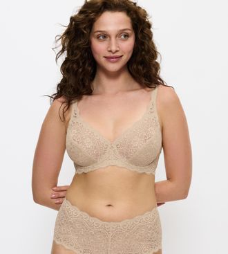 Triumph B&uuml;gel-BH TRIUMPH Amourette W, Damen, Gr. 80, Cup F, beige, Spitze, Obermaterial: 62% Polyamid, 24% Elasthan, 8% Lyocell, 6% Polyester, unifarben, BHs 