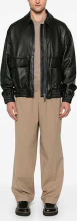 STUDIO NICHOLSON Mens Jacket Piston Black Leather Lambskin