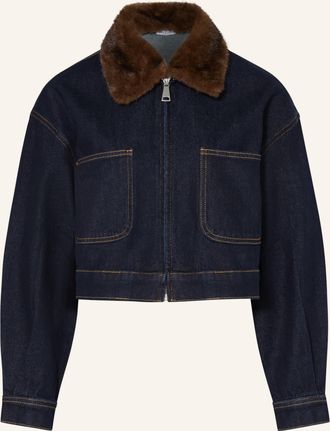 Mrs & Hugs Mrs & Hugs Jeansjacke Mit Abnehmbarem Kunstfell-Kragen blau