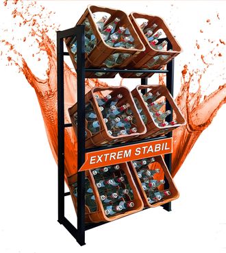 Quick Star Getränkekistenregal 71x30x140cm für 6 Kästen Getränkekistenhalter Standregal