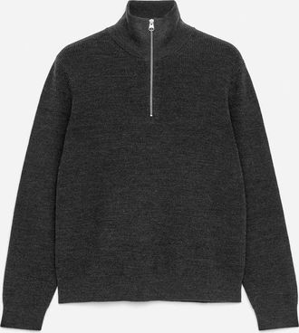Arket Pullover Aus Wolle Und Baumwolle Mit Kurzem Rei&szlig;verschluss -Grau