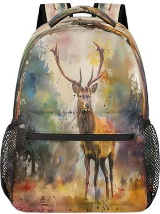 Generic Motif Cerf Vintage Sac &Agrave; Dos Antivol Sacs A Dos Confort Cartable Scolaire Pour Pc Travail Ordinateur Portable 29X40Cm