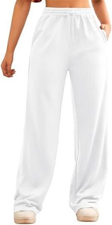 Generic Pantalon de surv&ecirc;tement ample &agrave; jambes larges pour femme, doublure en polaire, pantalon dentra&icirc;nement ample &agrave; jambes larges, taille &eacute;lastique, confort