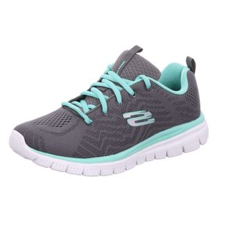 Skechers Damen Graceful Get Connected Sneaker,Charcoal Mesh Green Trim, 39 EU