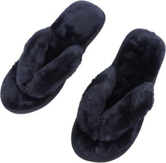 Garneck Pantoufles Femme Coton Antid&eacute;rapantes Pantoufles Hiver Peluche Douce Tongs Rembourr&eacute;es Confortables pour Maison Noir