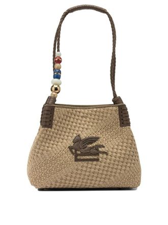 Etro Etro Hobo Bags - Small Libra Shoulder Bag With Embroidered Pegasus - Gr. unisize - in Beige - f&uuml;r Damen