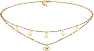 Elli Collier ras de cou en argent massif 925 avec pendentif mauvais oeil serti dune pierre - Doré