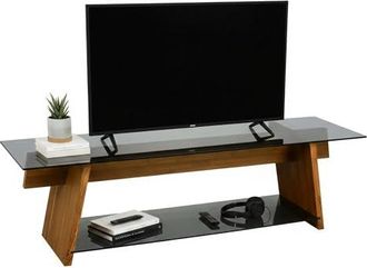 Dmora Fernsehschrank Zosma, St&auml;nder f&uuml;r Wohnzimmerfernseher, Niedriges Wohnzimmer-Sideboard, TV-St&auml;nderbasis, 158x40h45 cm, Walnuss und Schwarz