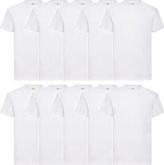 Fruit Of The Loom 10er Pack Valueweight T-Shirt + GRATIS MyShirt Stoffbeutel, Farbe:wei&szlig;, Gr&ouml;&szlig;e:2XL