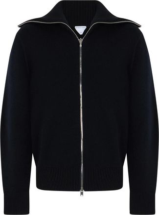 Bottega Veneta Homme, Pulls, Bleu, Taille: S Cardigan zipp&eacute; en laine et coton