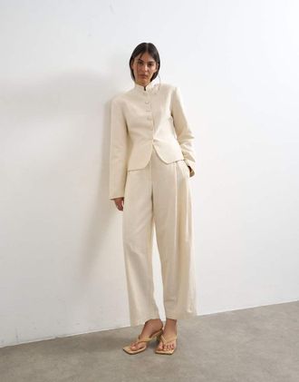 Topshop Pantalon large densemble coupe courte - &Eacute;cru-Neutral
