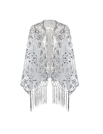 Babeyond Ch&acirc;le &agrave; Paillettes des ann&eacute;es 1920 Pashmina, Gris, Taille Unique Femme