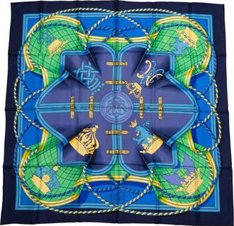 Herm&egrave;s T&uuml;cher & Schals - Hermes Classic GRANDE TENUE Silk Carre 90 Scarf - Gr. unisize - in Blau - f&uuml;r Damen