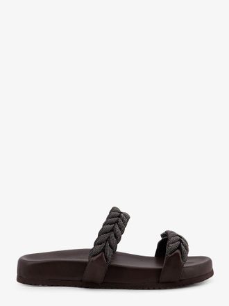Brunello Cucinelli Leather sandals with woven Monili detail - BRUNELLO CUCINELLI - gender_Woman