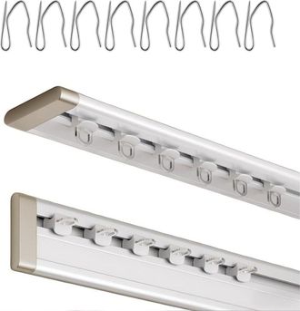 Generic Ultraflache Vorhangschiene 1 Laufig, Ger&auml;uscharme Gardinenschiene, 50-600 cm Decken oder Wandmontage, Aluminium Gardinenstange F&uuml;r Fenster Raumteiler(