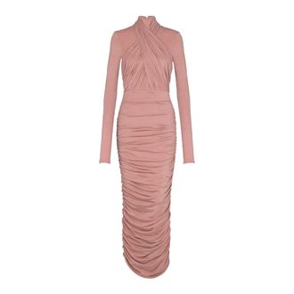 Balmain Femme, Robes, Rose, Taille: 44 FR Pleated Jersey Midi Dress
