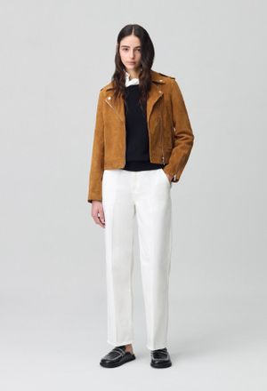 Claudie Pierlot Veste perfecto cuir su&egrave;de