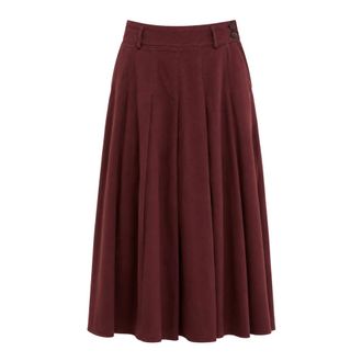 Pomandere Femme, Jupes, Rouge, Taille: 42 FR Jupe midi pliss&eacute;e taille haute