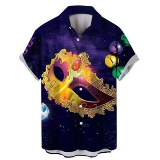 Generic Costume de carnaval pour homme - Chemise &agrave; manches courtes - Chemise de loisirs respirante - Coupe ajust&eacute;e - Chemise de vacances boutonn&eacute;e - Confortab