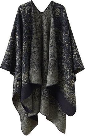 ORANDESIGNE Poncho Ch&acirc;le Femme &Eacute;charpe Cape &Eacute;paisse El&eacute;gant Chaud Automne et Hiver Grand Taille Foulard Chaud Ouverture Faux Cachemire Douce Ch&acirc;le Imprim&eacute; Ethniqu