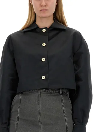 Patou Cropped Polyester Jacket - Black