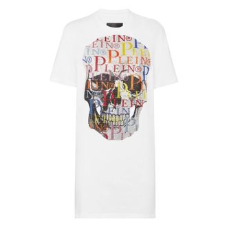 Philipp Plein Femme, Robes, Blanc, Taille: 40 FR T-Shirt Dress Short Skull