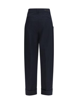 Jacob Cohen Womens Lindsay Barrel Wide Pants Gabardine Navy Blue Cotton; Elastane Trousers
